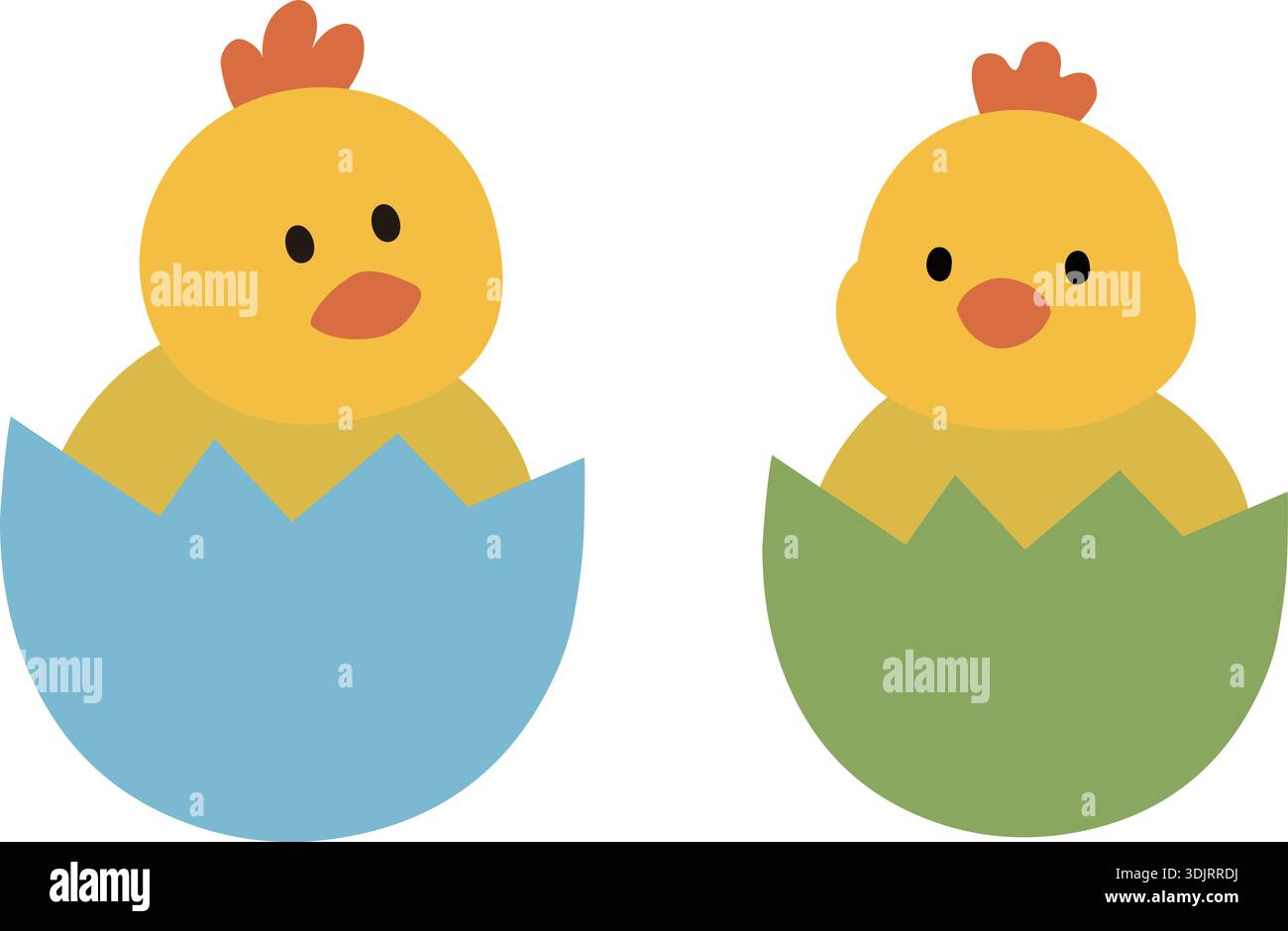 Easter chick clipart set sitting inside an eggshell flat vector. Baby ...