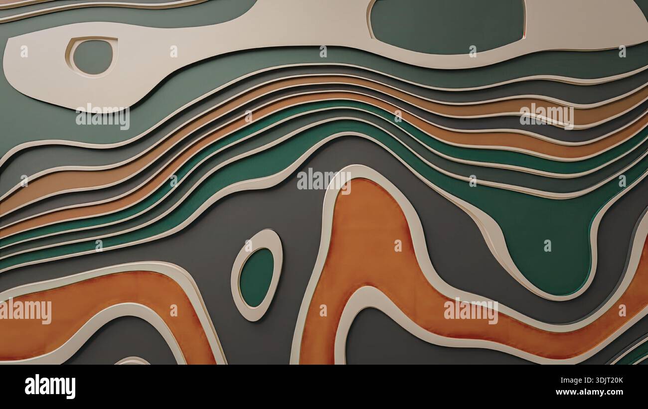 A detailed and colorful abstract topographic map showcasing various ...