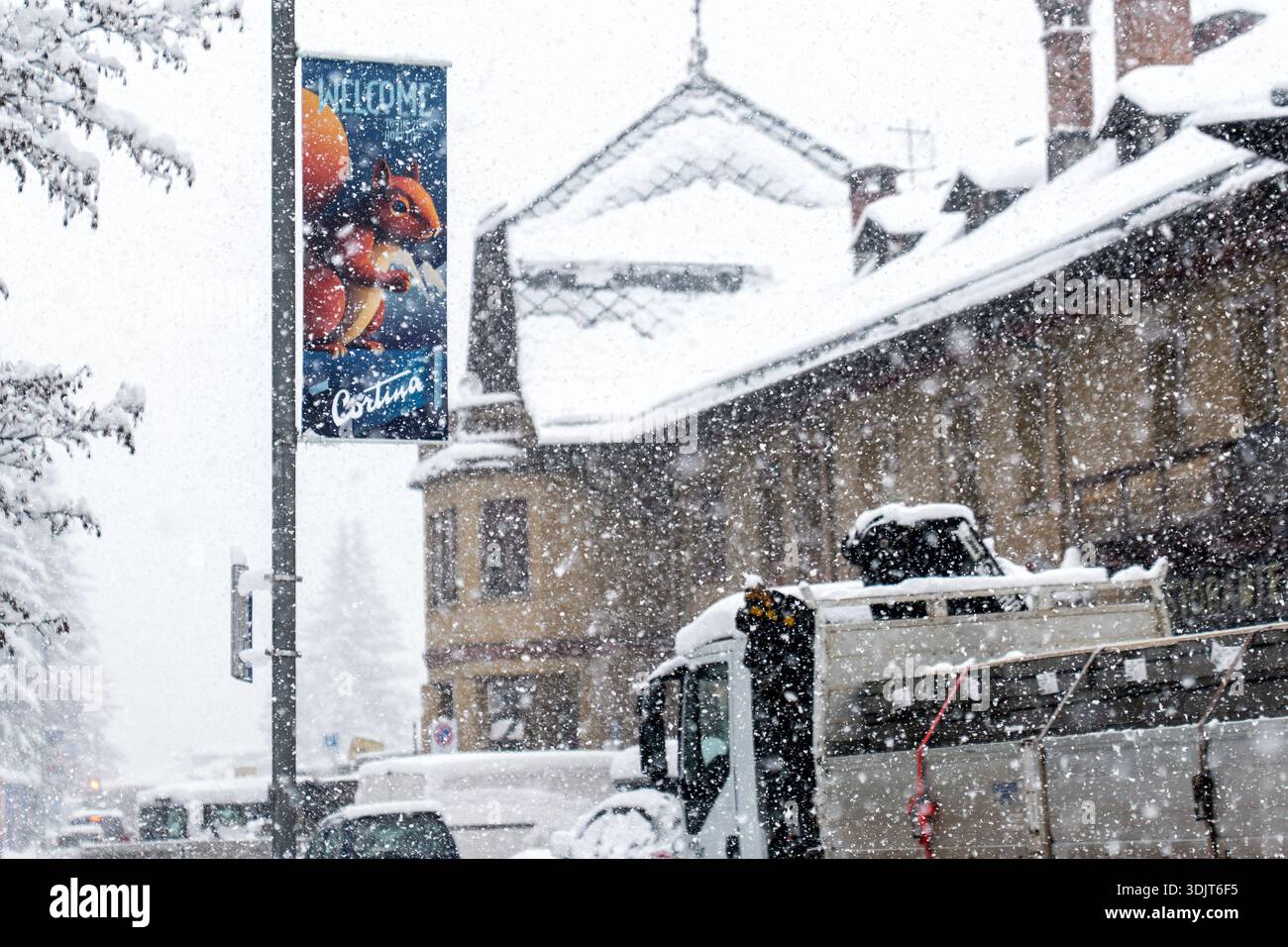 Olympics sign with the former Cortina station in the background Stock ...