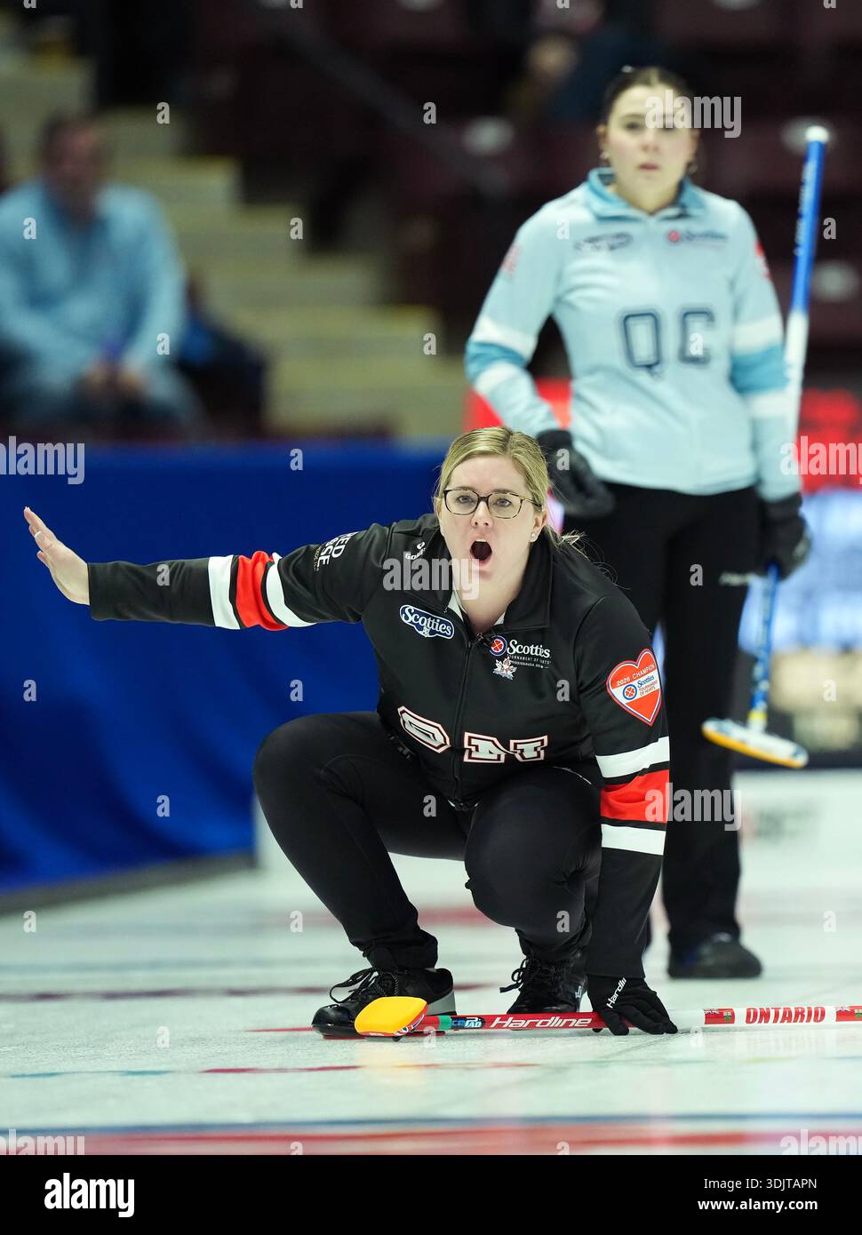 Team Ontario skip Hailey Armstrong yells while competing against Team ...