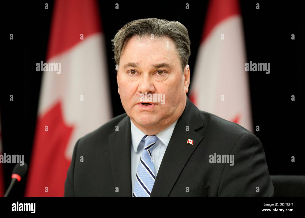 NDP leader Don Davies speaks with media in Ottawa, on Wednesday, Jan ...