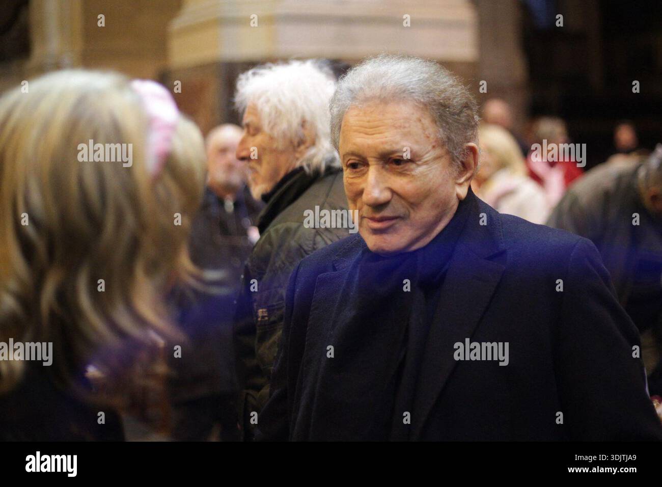 French TV host Michel Drucker during a memorial mass for late French ...