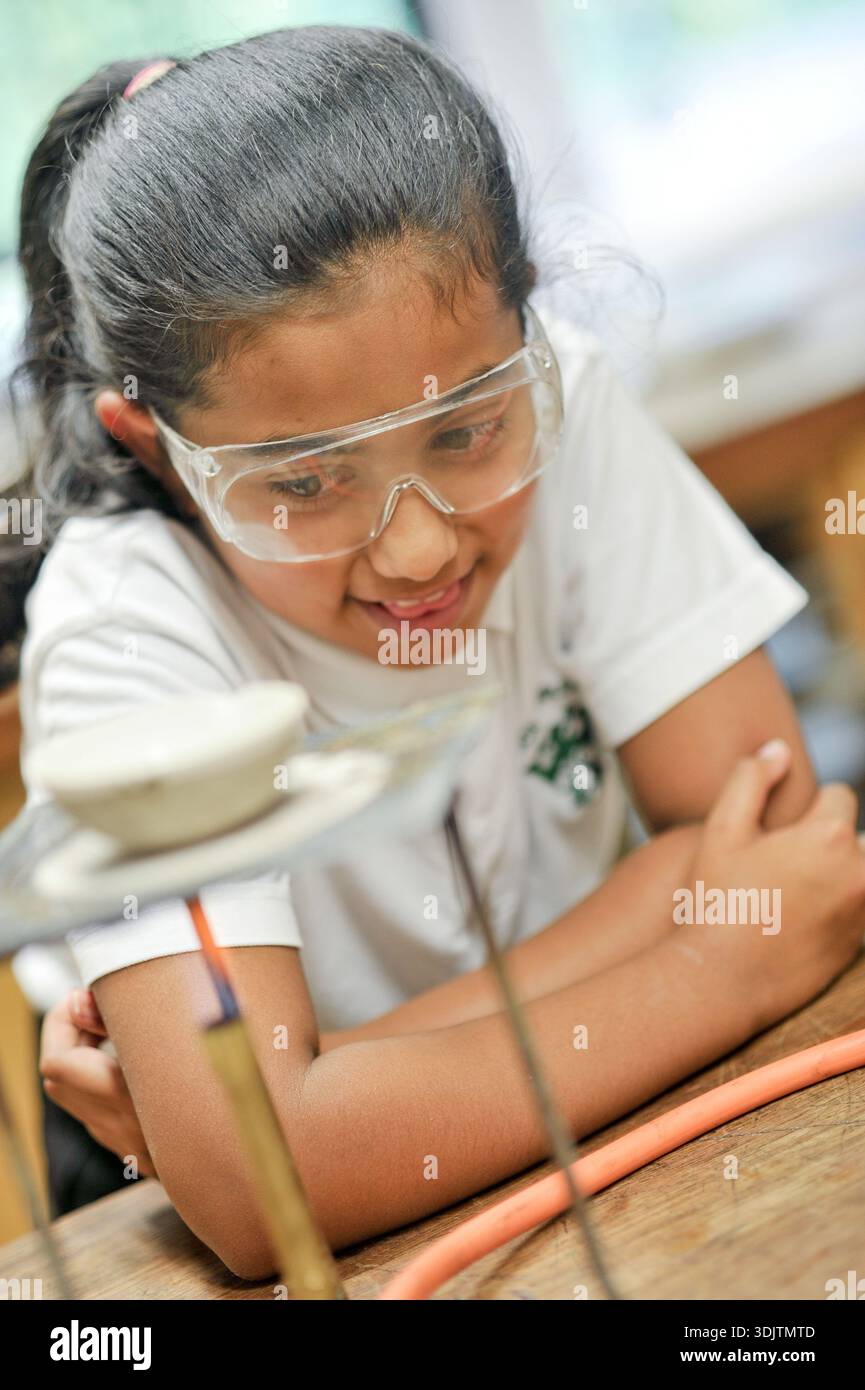 Primary school pupils, male and female in science lessons at a UK ...
