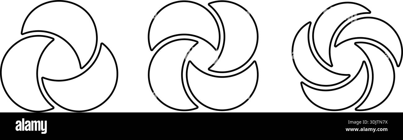 Circle Venn diagram with three, four and five parts set. Intersecting ...