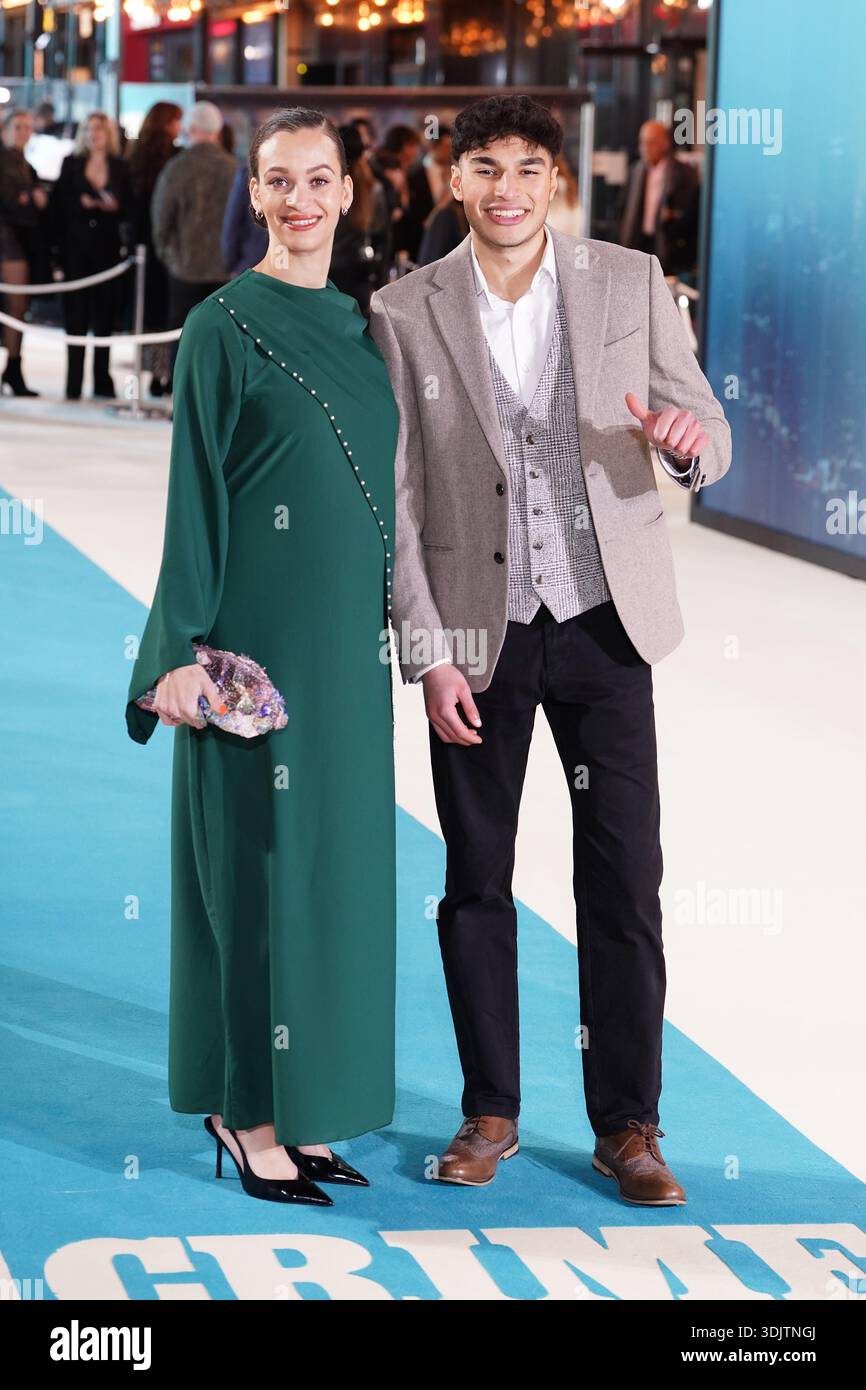 Roxy Wilson (left) and Faraaz Noor attending the Crime 101 UK gala ...