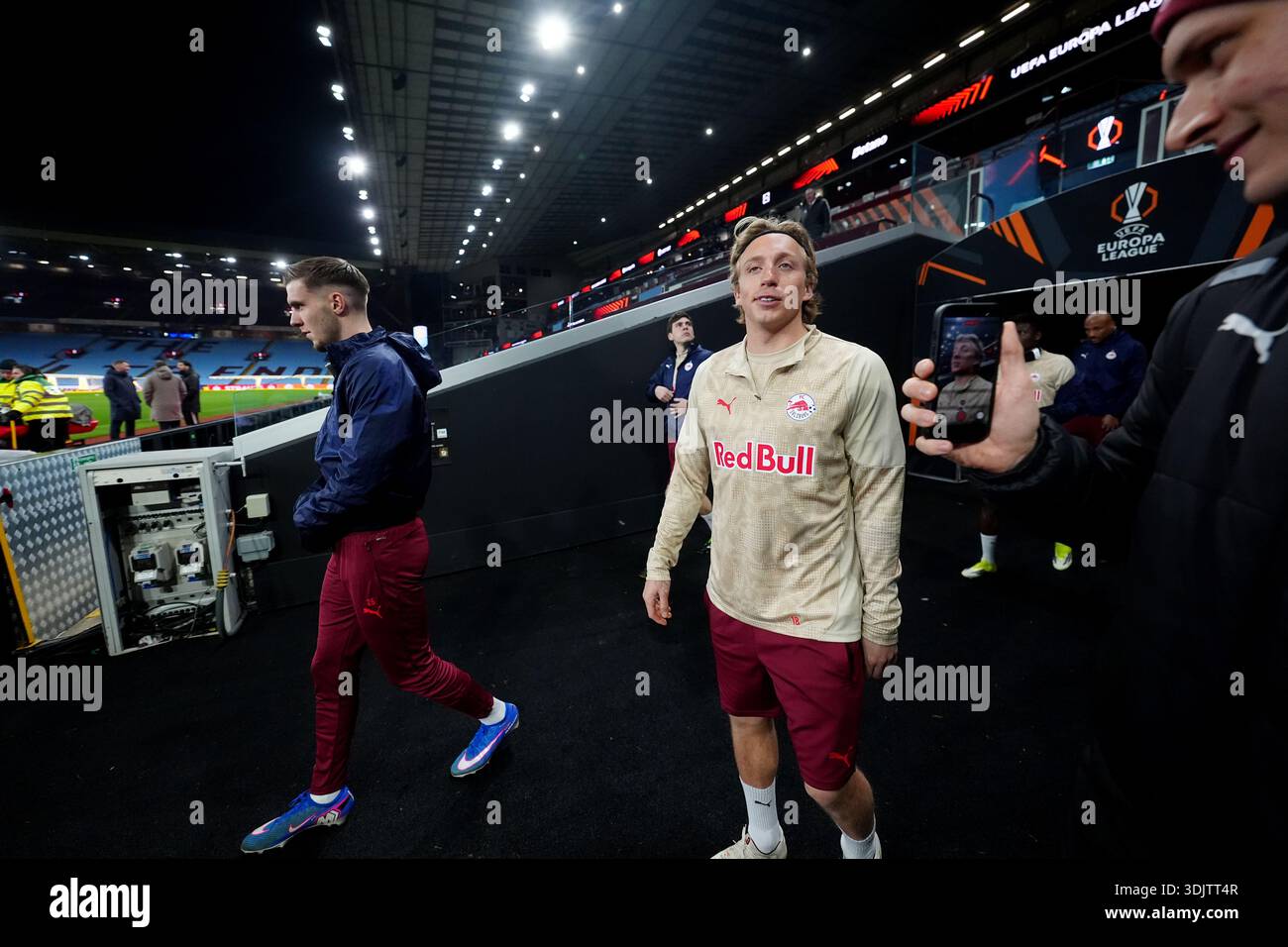 Red Bull Salzburg's Mads Bidstrup arrives before a training session at ...