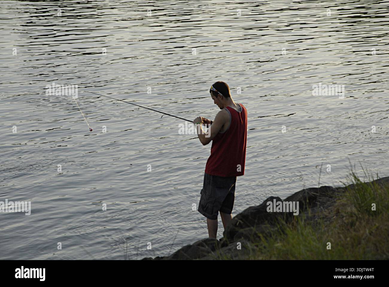 LEWISTON/IDAHO /USA- Life ANDF FISHING AT at Snake river sunset speed ...