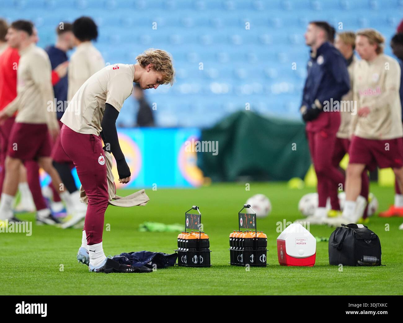 Red Bull Salzburg Frans Kratzig during a training session at Villa Park ...