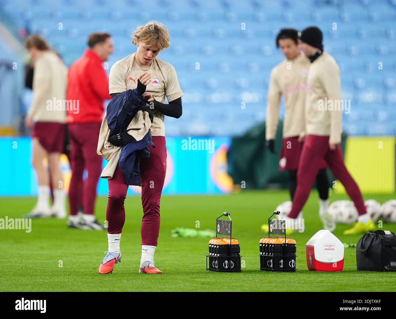 Red Bull Salzburg Frans Kratzig during a training session at Villa Park ...