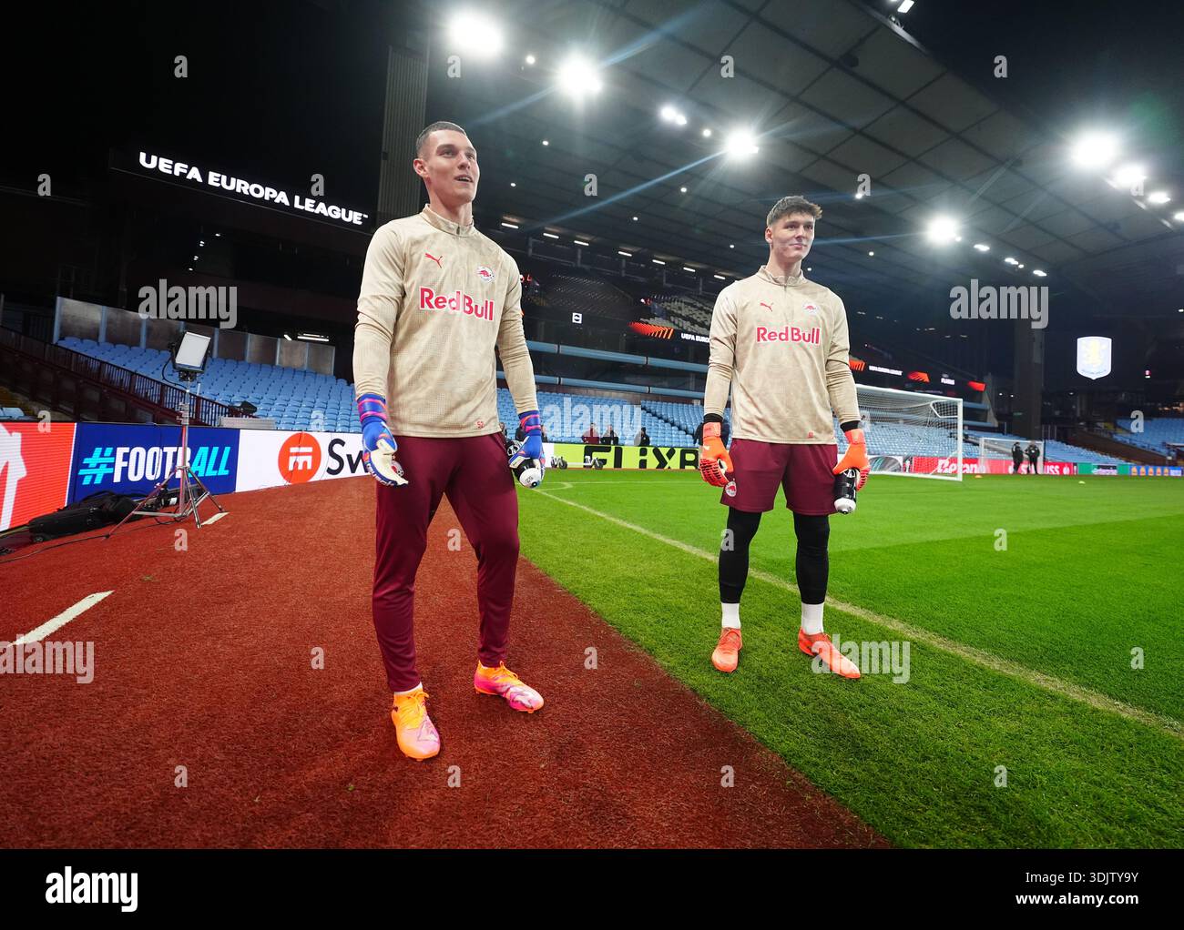 Red Bull Salzburg goalkeepers Christian Zawieschitzky (left) and Salko ...