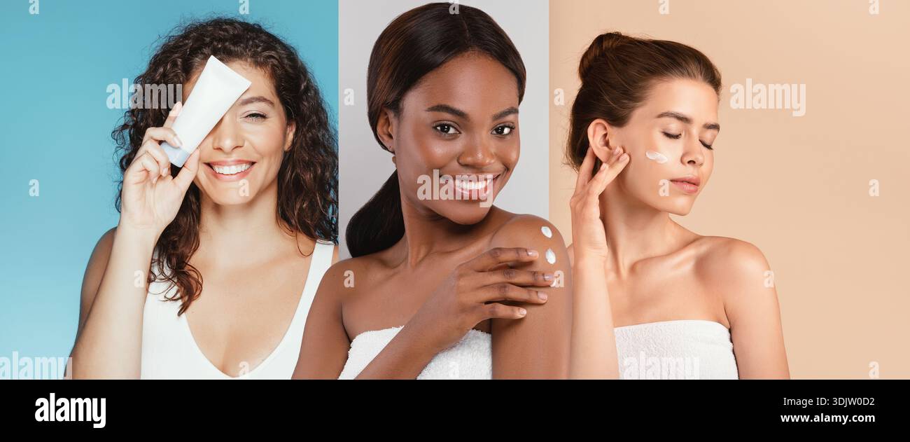 Collage Showing Different Beauty Rituals by Women in Various Settings ...