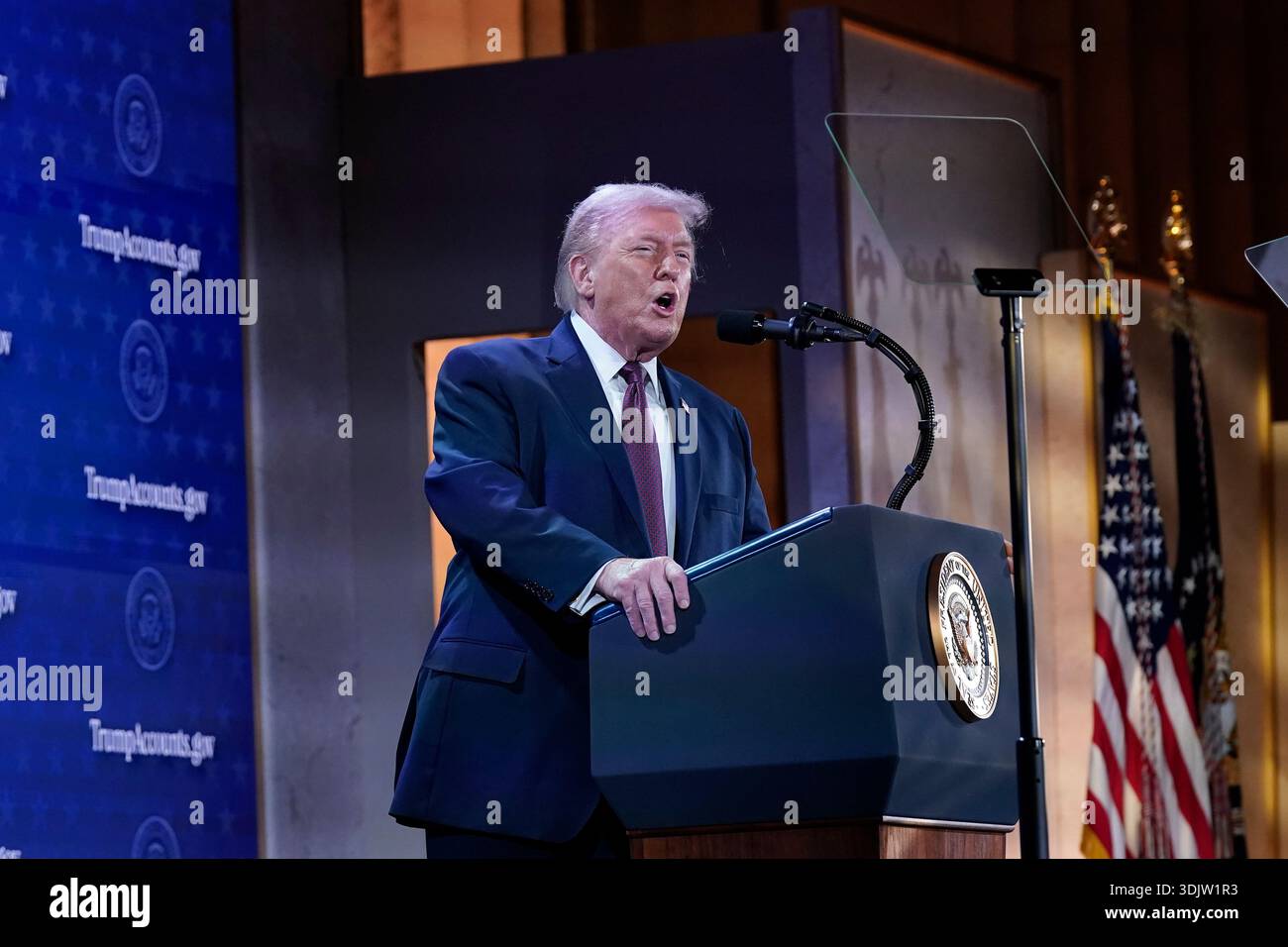 President Donald Trump speaks at the Andrew W. Mellon Auditorium ...