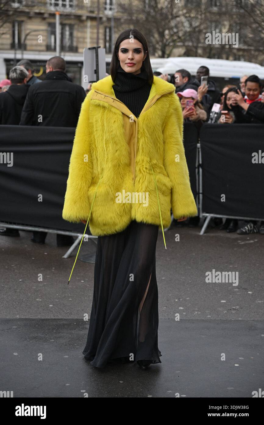 Carolina Mendes arriving at Elie Saab show during Paris Fashion Week ...
