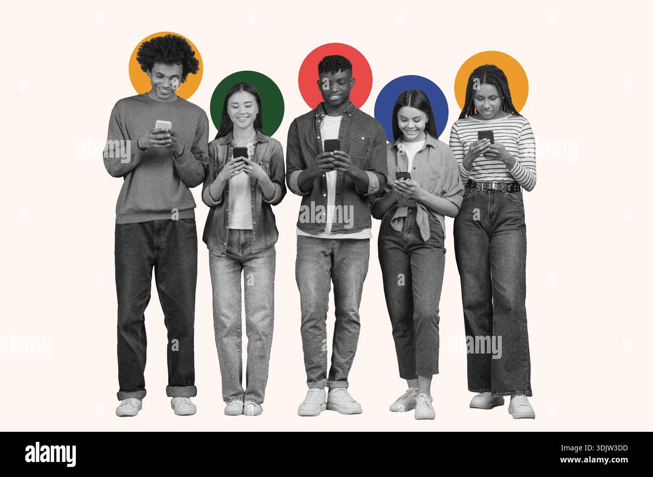 Collage Showing Diverse Group of People Using Mobile Devices in a ...