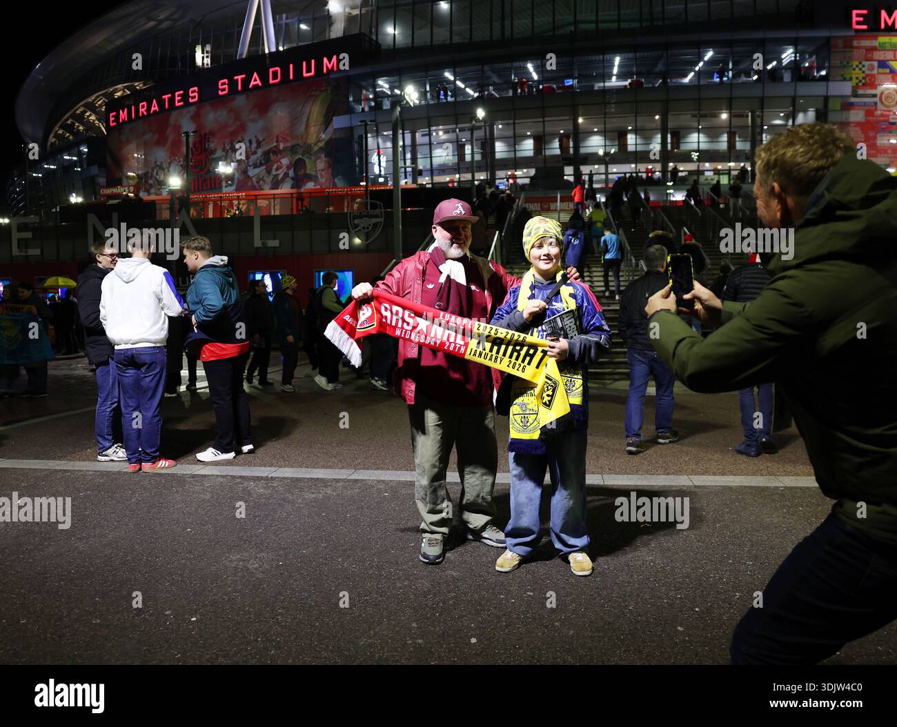 London, England, 28th January 2026. Fans pose for pictures outside the ...