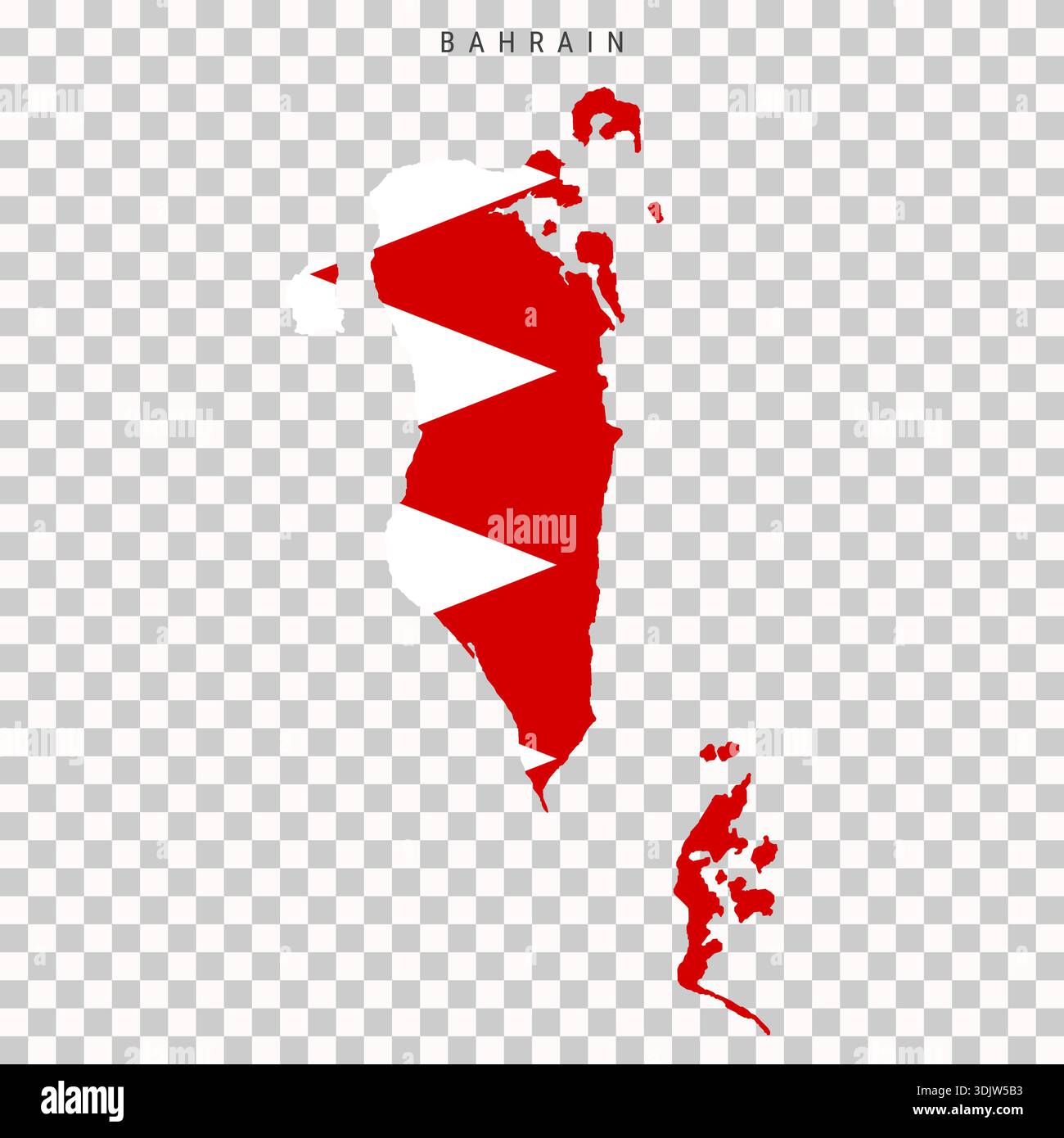Map of Bahrain filled with national flag colors, isolated on ...