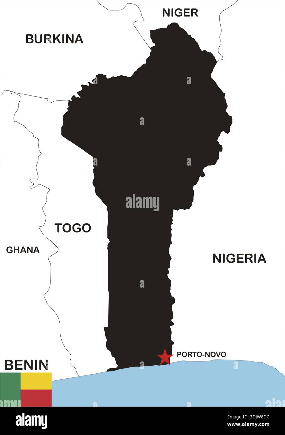 Political map of Benin country with flag illustration Stock Photo - Alamy