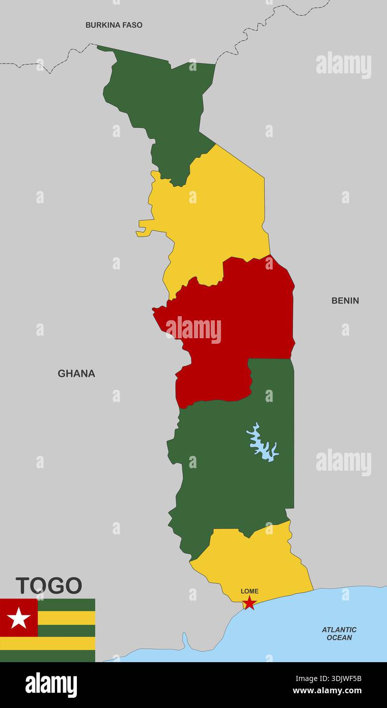 Very big size togo political map with flag Stock Photo - Alamy