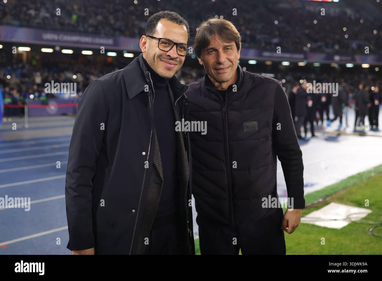 Chelsea’s head coach Liam Rosenior, Napoli’s head coach Antonio Conte ...
