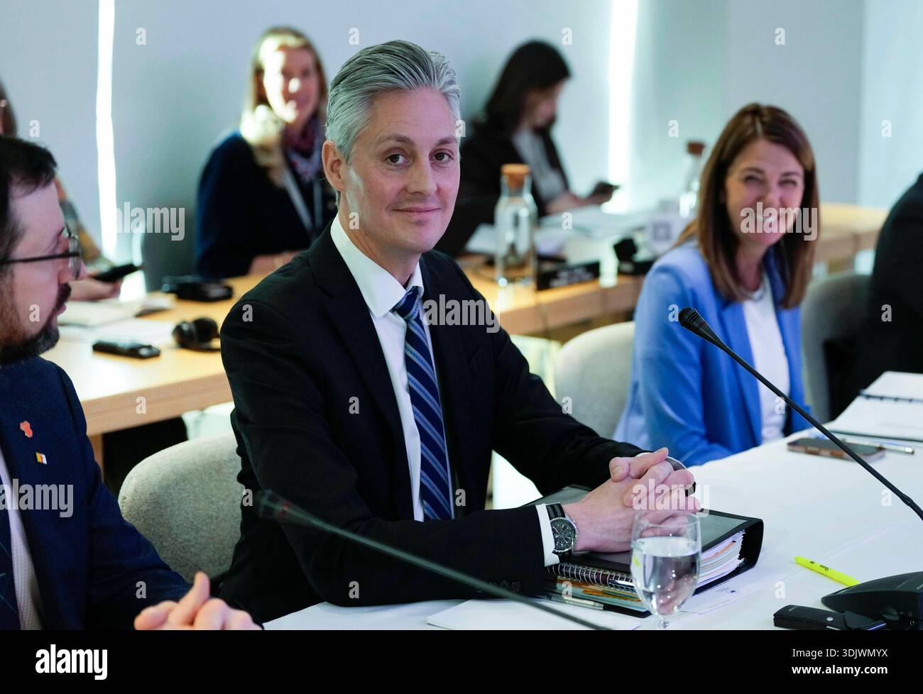 Northwest Territories Premier R.J. Simpson looks on before a Council of ...