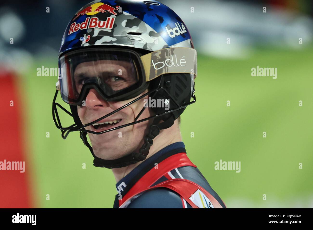 France's Clement Noel checks his time at the finish area of an alpine ...