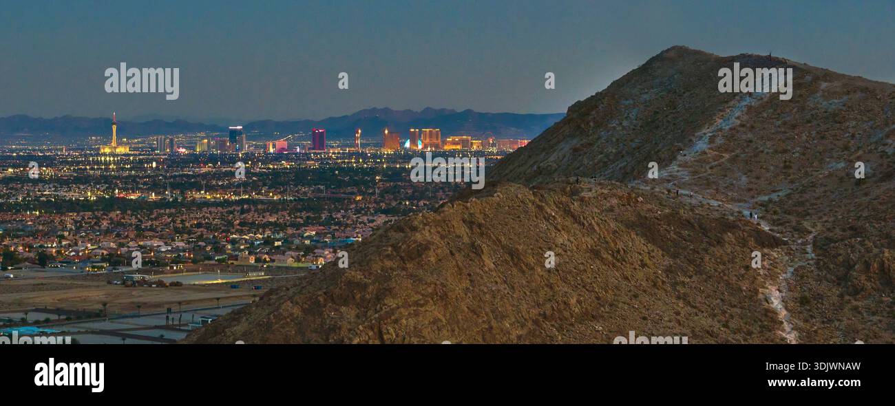 Aerial Las Vegas Strip Lone Mountain Panorama at Night Stock Photo - Alamy