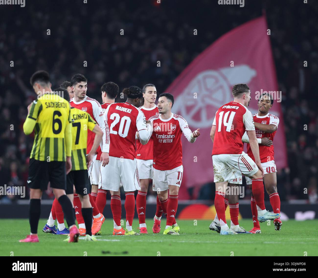 London, England, 28th January 2026. Arsenal players celebrate their ...