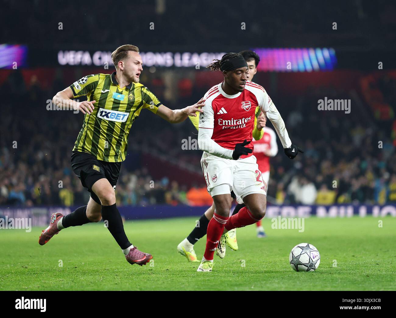 London, England, 28th January 2026. Noni Madueke of Arsenal surges ...