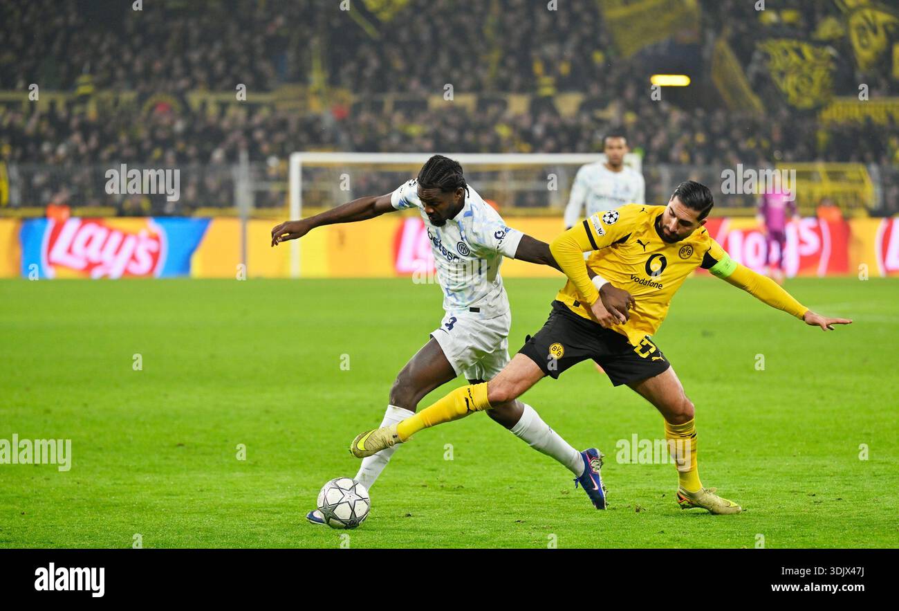 from left: Marcus Thuram, Emre Can (Dortmund) Dortmund, January 28 ...