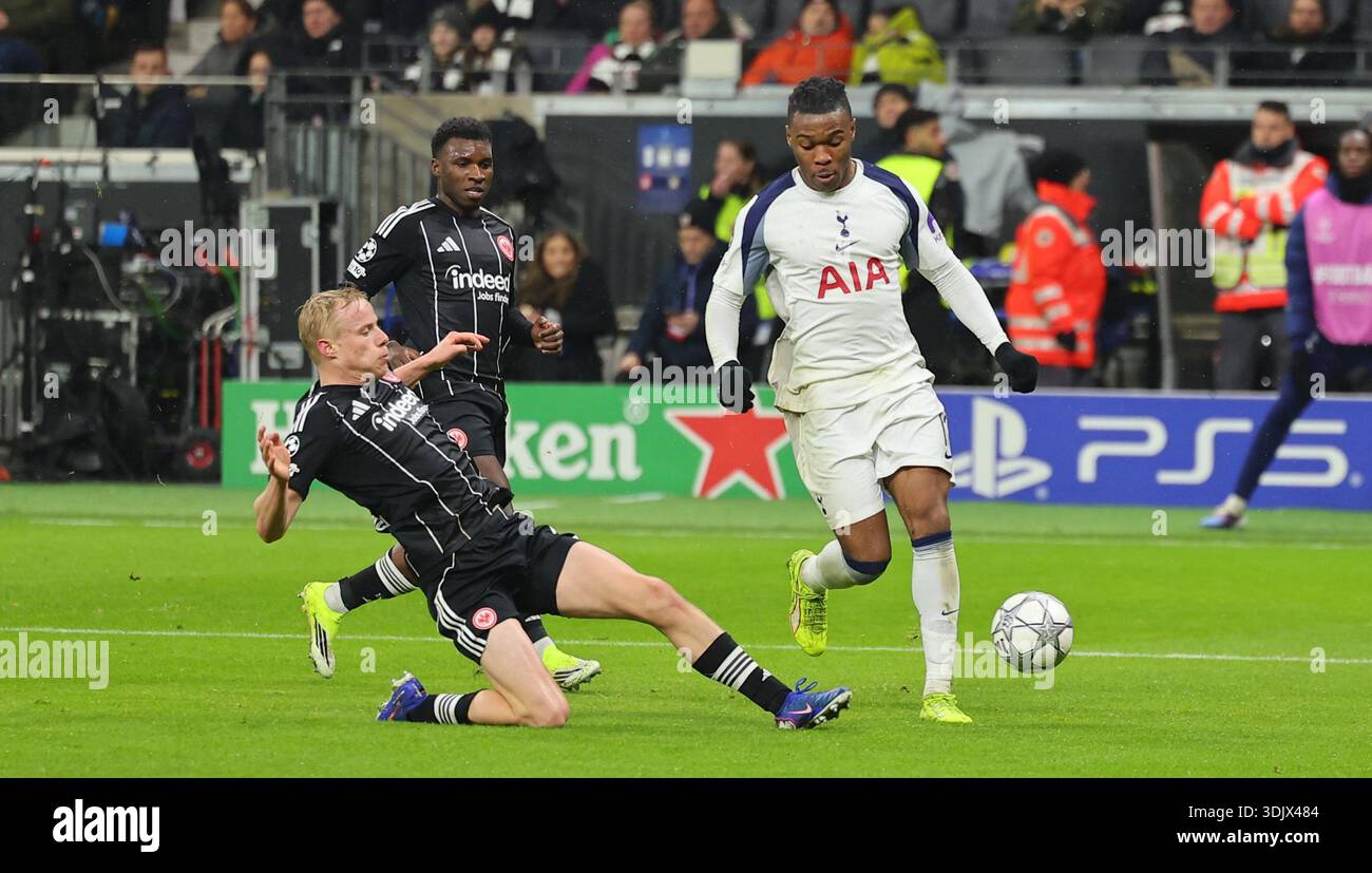 from left: Oscar Hoejlund, Aurelio Buta, Destiny Udogie (Tottenham ...
