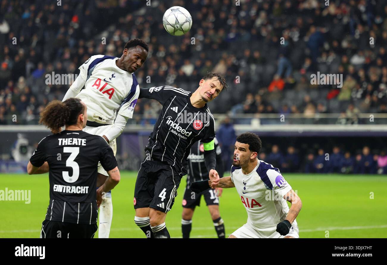 from left: Arthur Theate, Pape Matar Sarr, Robin Koch (Frankfurt ...