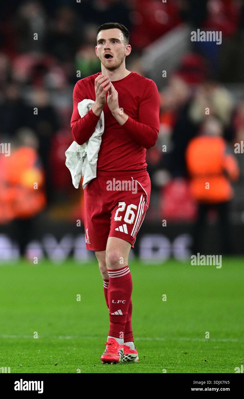 Liverpool, England, 28th January 2026. Andrew Robertson of Liverpool ...