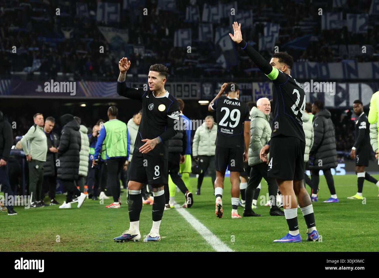 Enzo Fernandez of Chelsea celebrates at the end of the UEFA Champions ...
