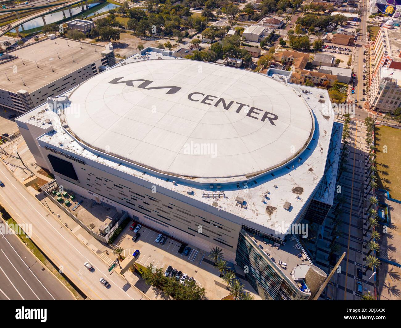 Orlando, FL, USA - January 23, 2026: Aerial photo Kia Center Orlando ...