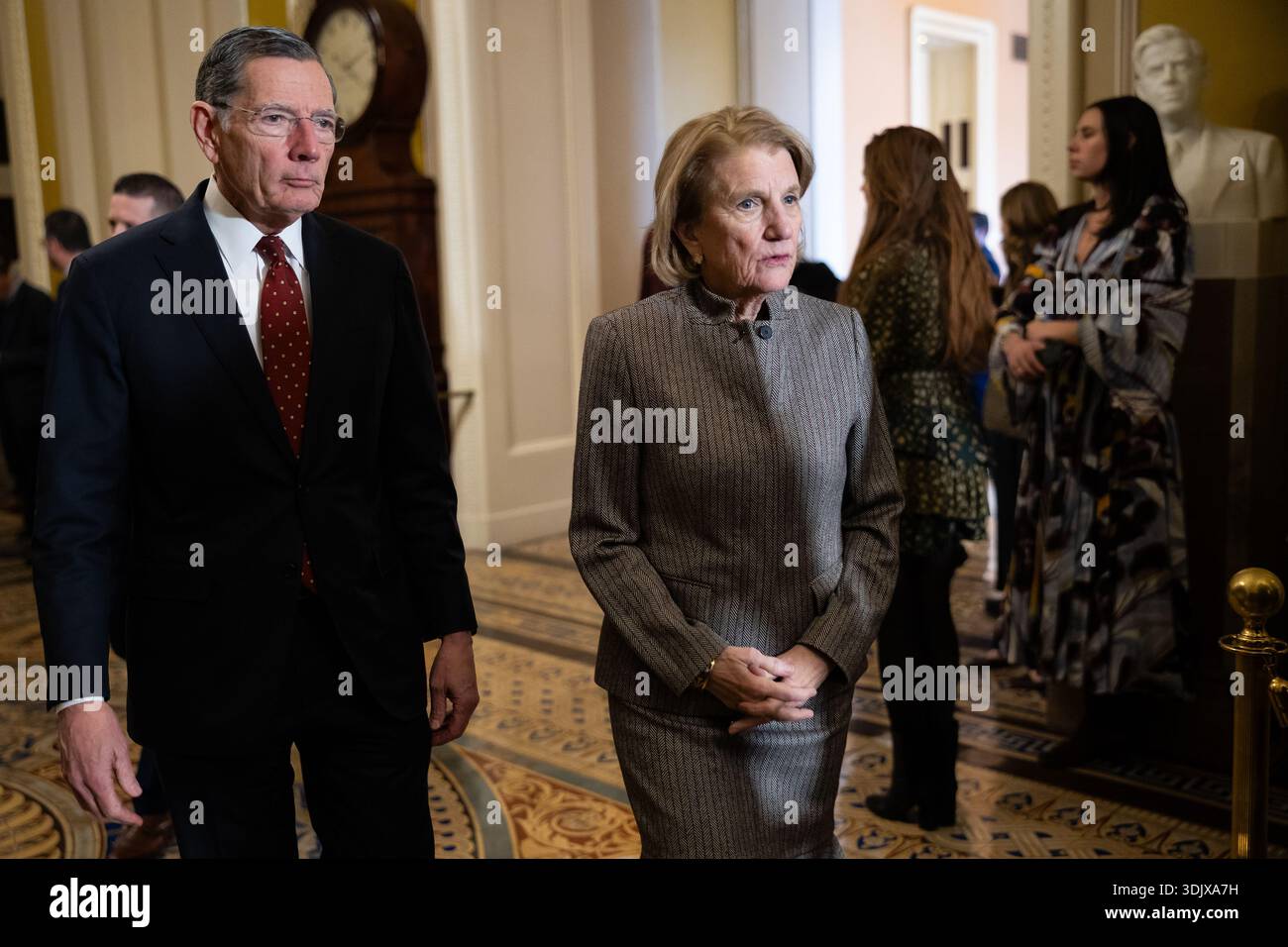 Sens. John Barrasso (R-Wyo.) and Shelley Moore Capito (R-W.Va.) arrive ...