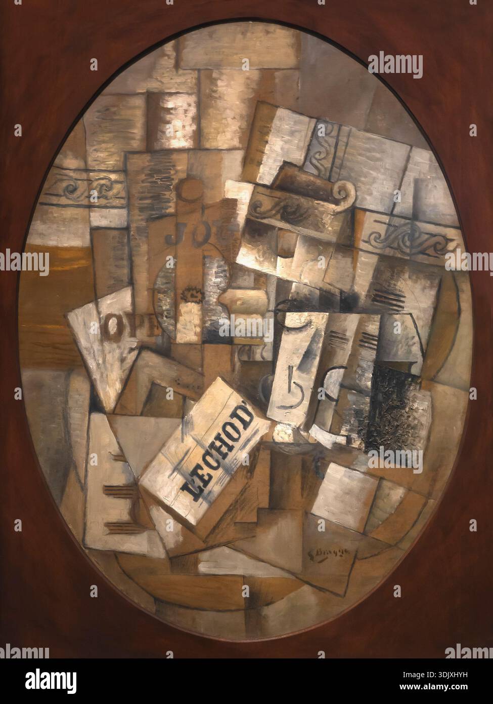 Still Life with Glass and Newspaper, Georges Braque, 1913 Stock Photo ...