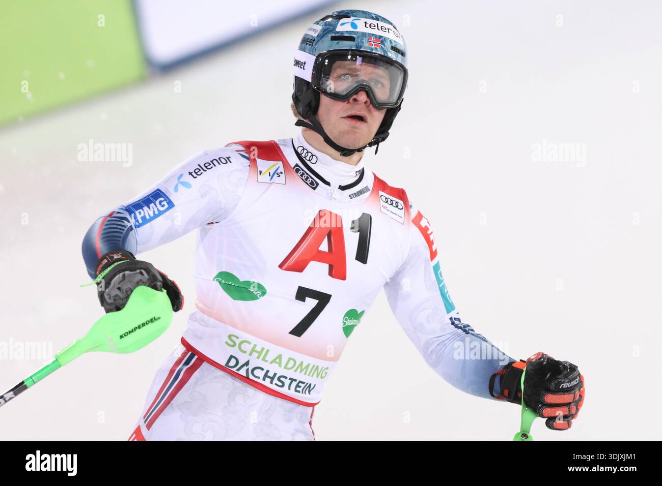 SCHLADMING, AUSTRIA - JANUARY 28: Timon Haugan of Norway during the ...