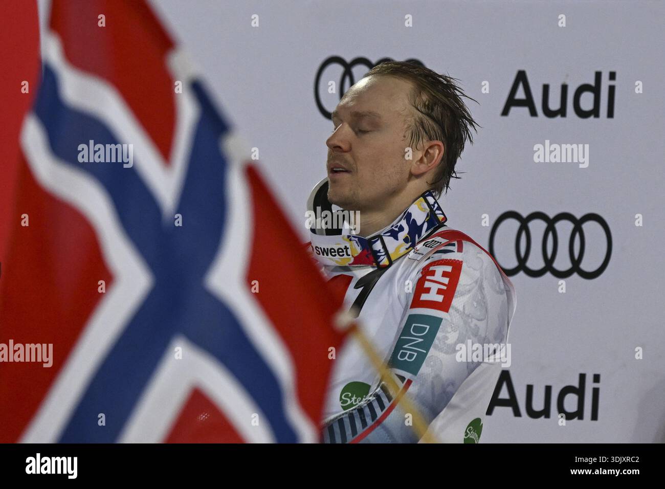 SCHLADMING, AUSTRIA - JANUARY 28: first place Henrik Kristoffersen of ...