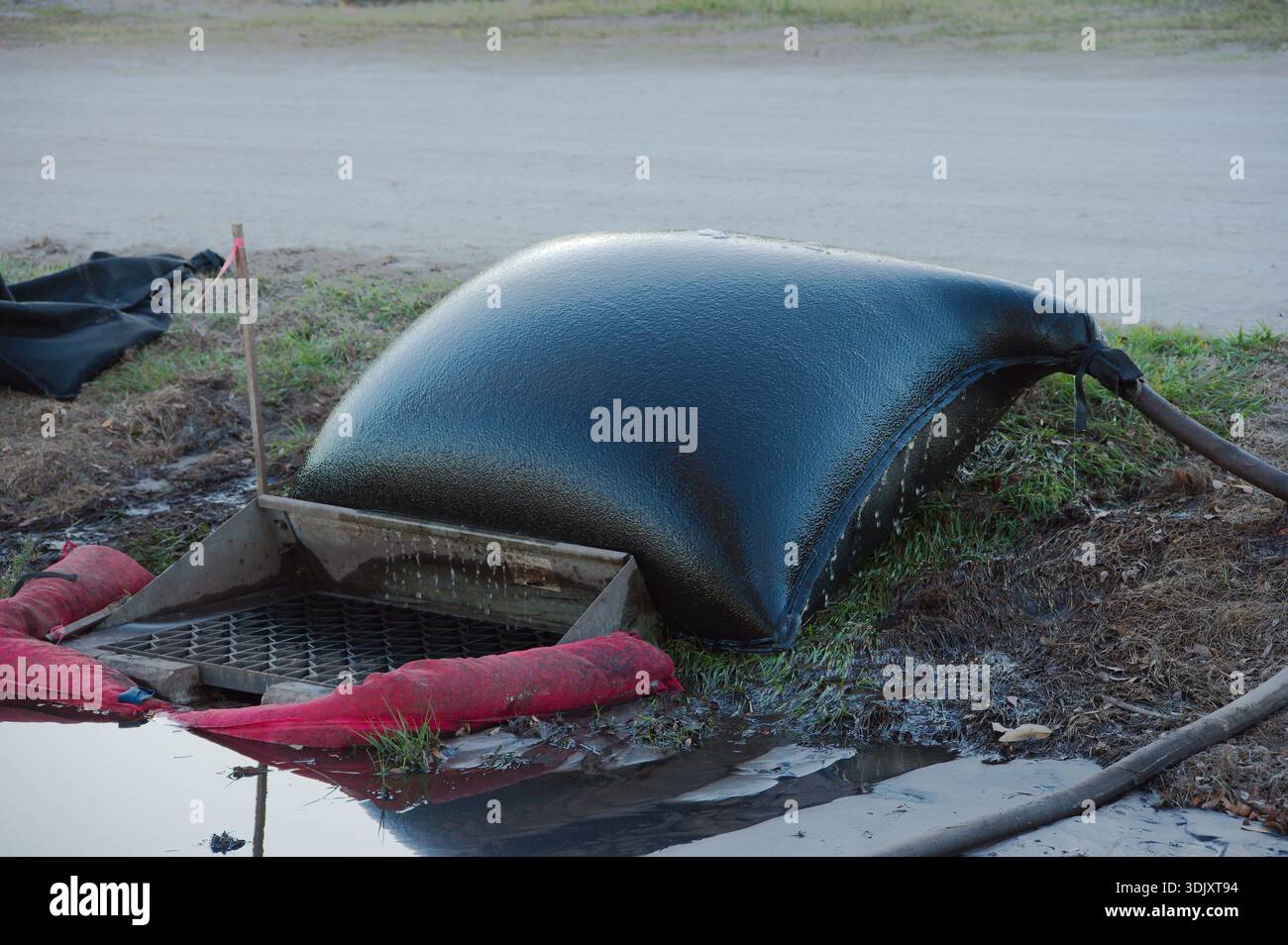 Construction Site Sediment Diversion Tube bag Drainage Scene With Water ...