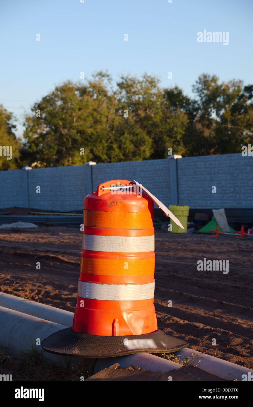 Electric Substation Construction Site With Safety Cones, Fencing, and ...