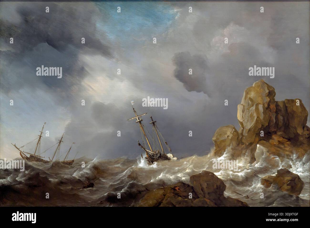 Ships in a Gale, Willem van de Velde the Younger, 1660 Stock Photo - Alamy