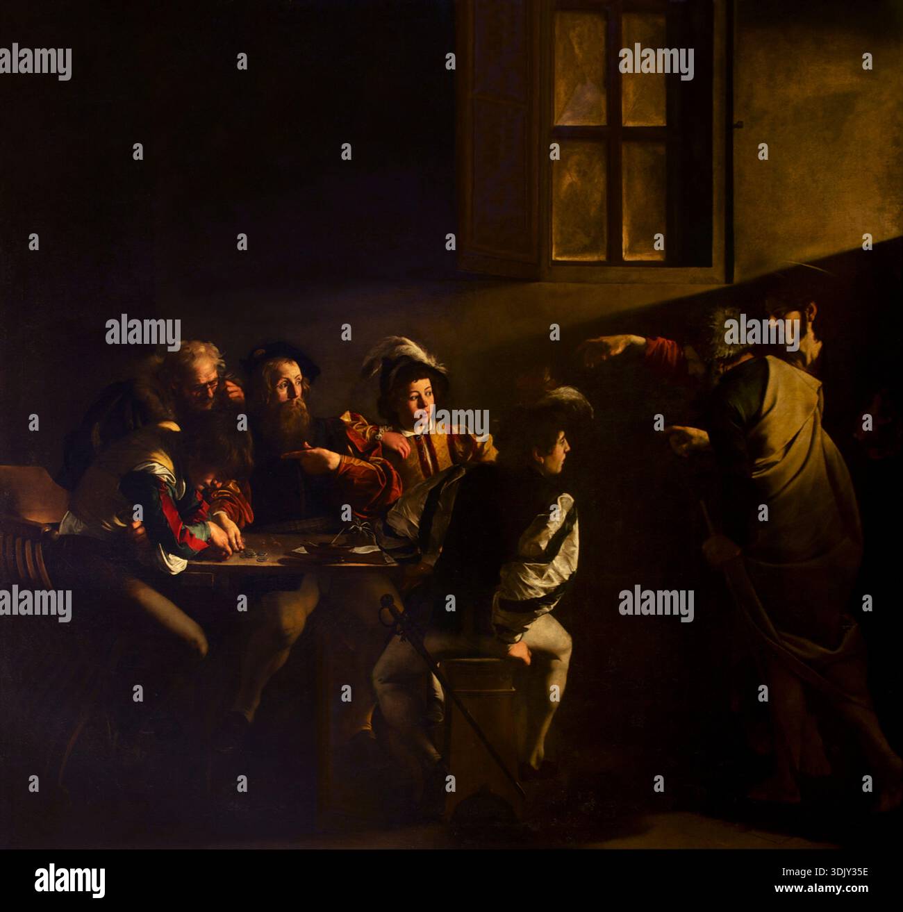 The Calling of St Matthew, by Caravaggio, 1599-1600 Stock Photo - Alamy