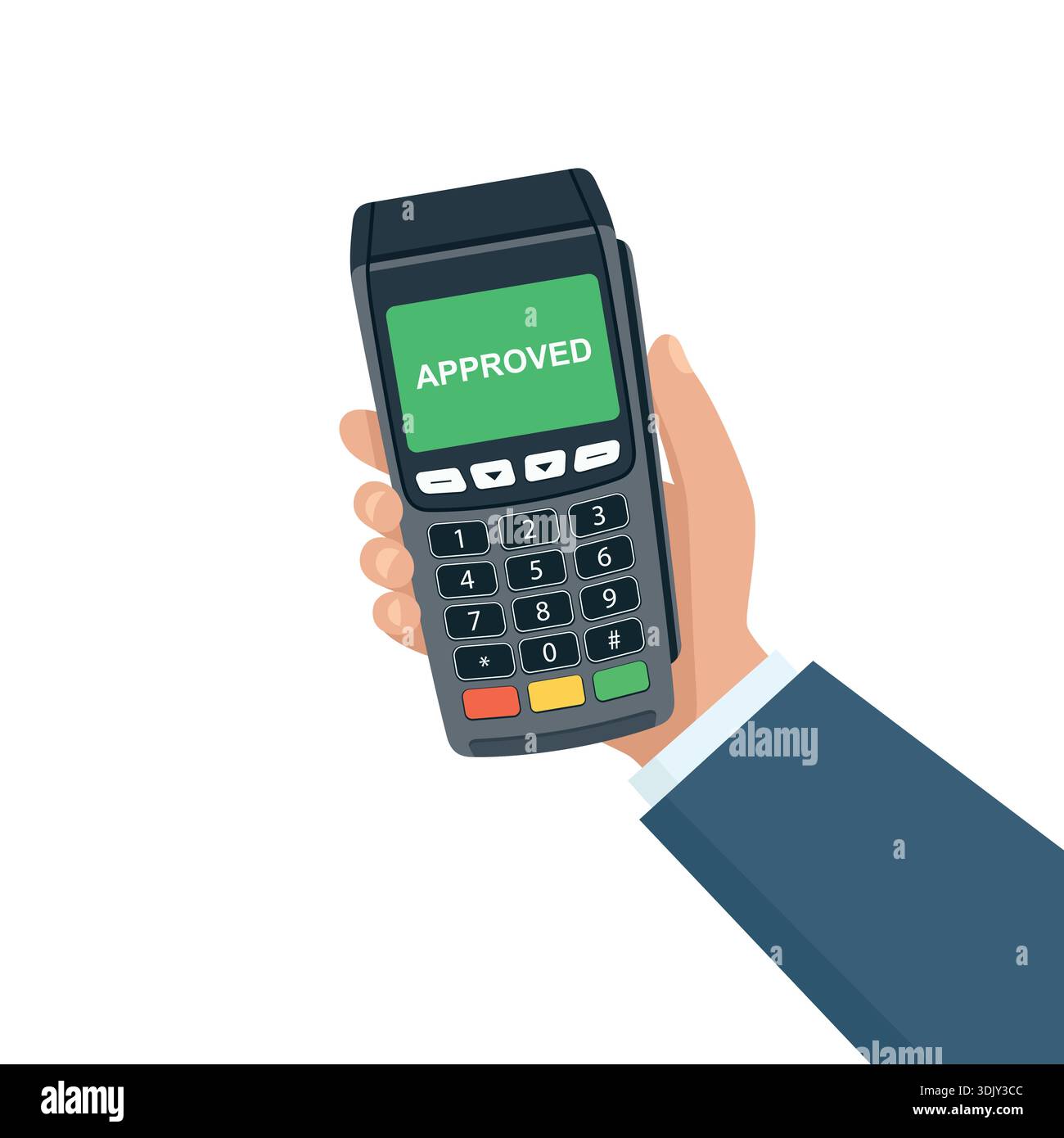 Hand Holding POS Terminal for Contactless Payment, Flat Cartoon Vector ...