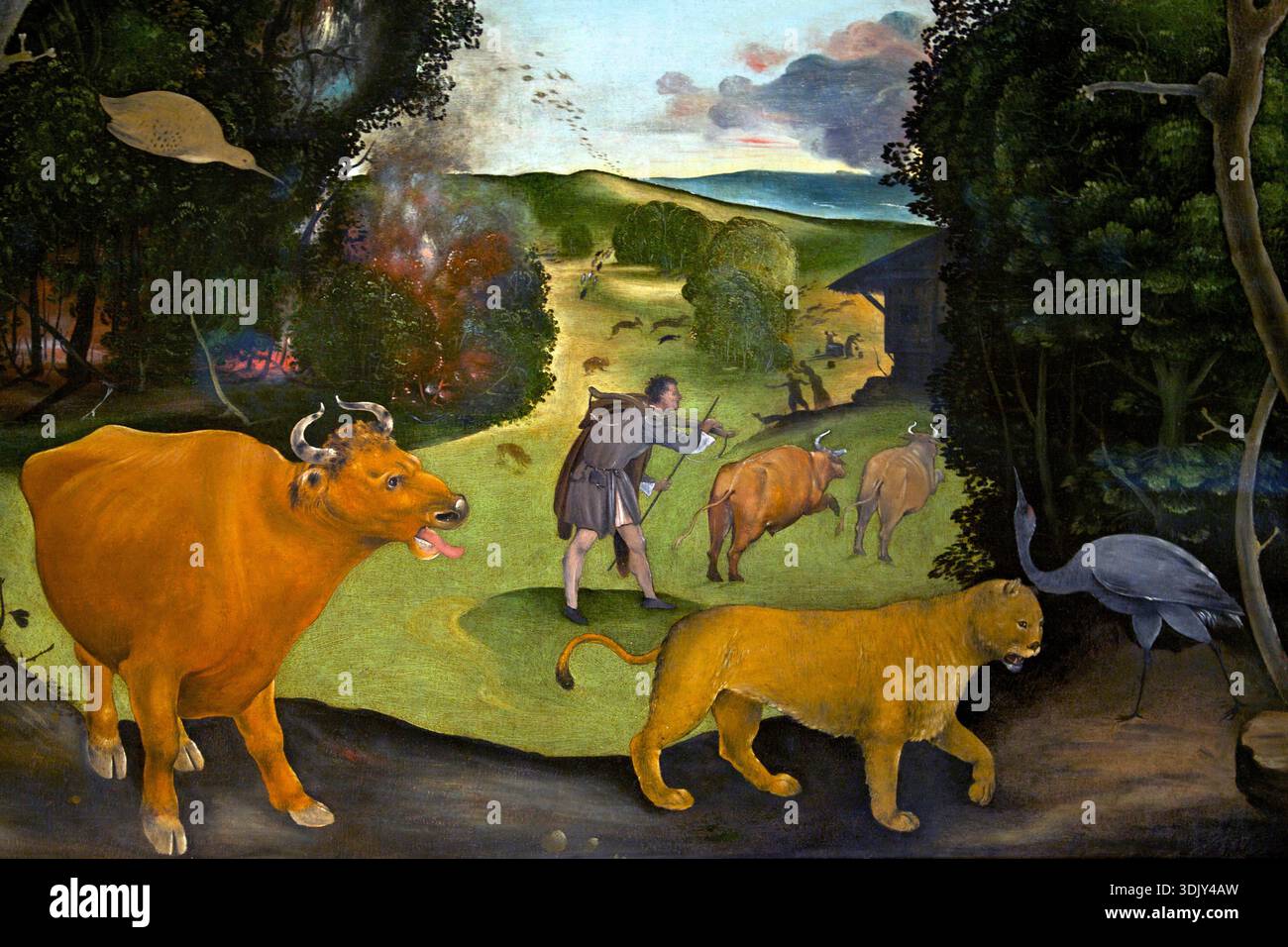 Detail of the Forest Fire, by Piero di Cosimo, circa 1505, Ashmolean ...