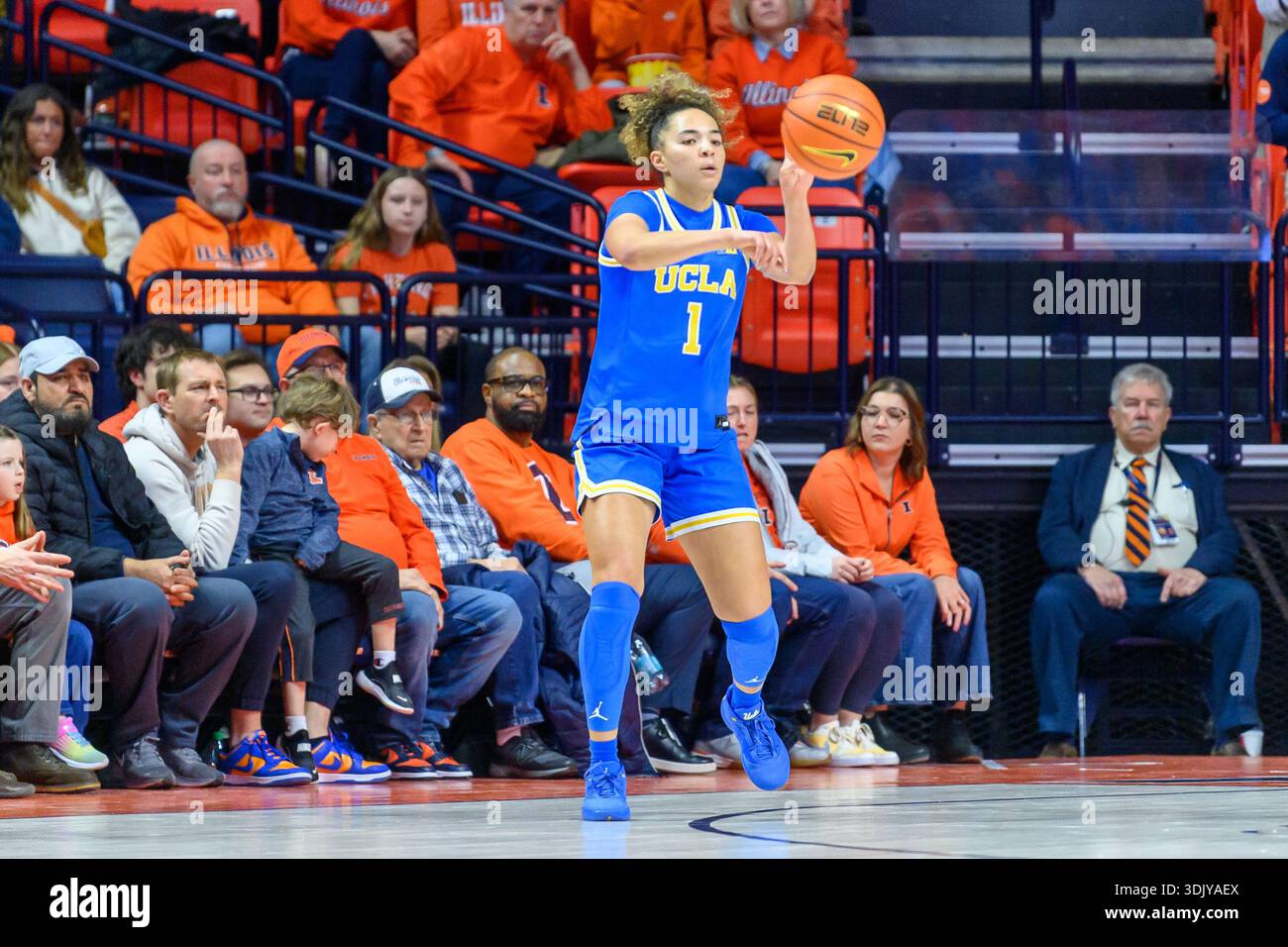 UCLA's Kiki Rice passes during the first half of an NCAA college ...