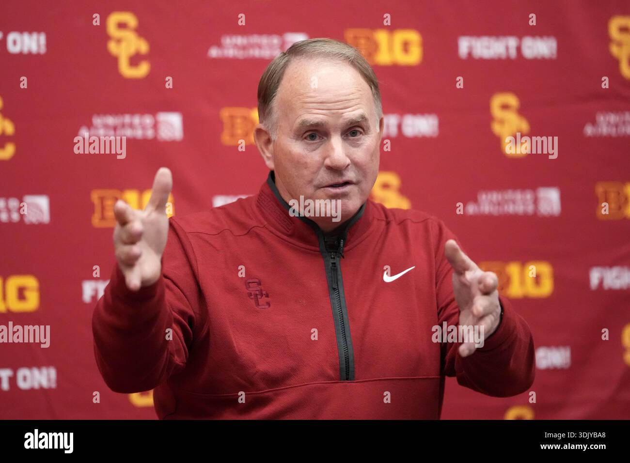 Southern California Trojans defensive coordinator Gary Patterson speaks ...