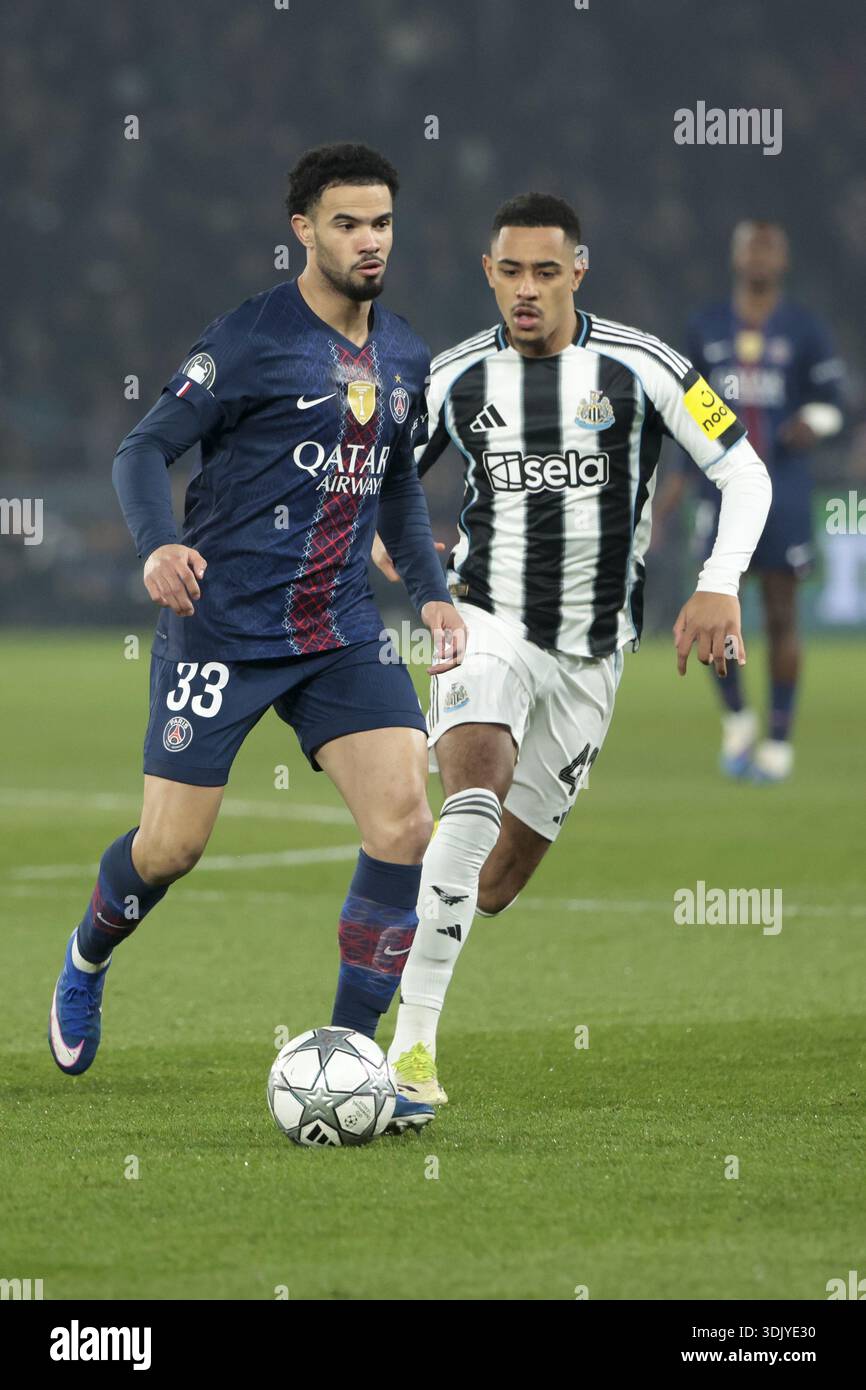 Warren Zaire-Emery of PSG, Jacob Ramsey of Newcastle during the UEFA ...