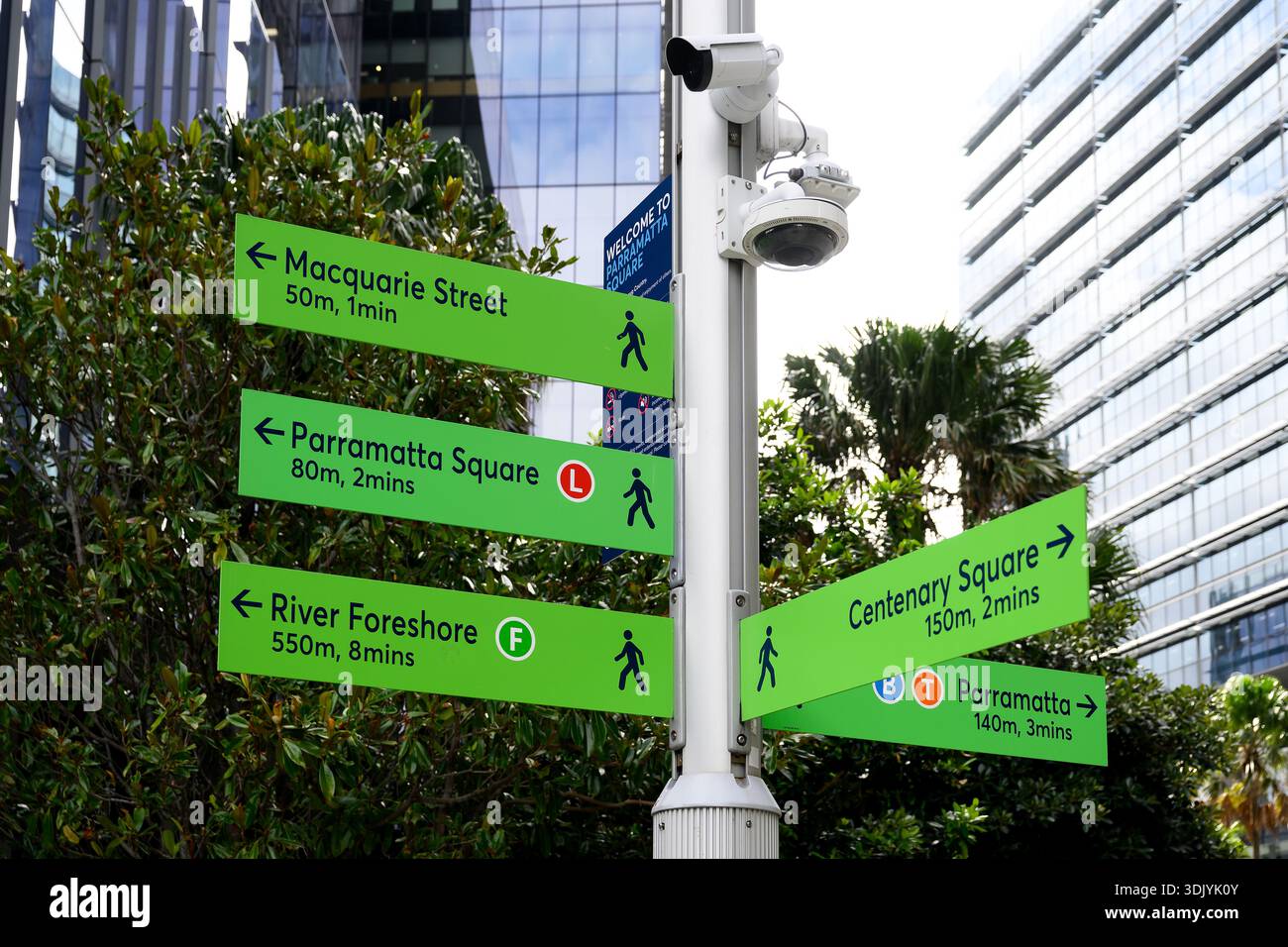 Sydney, Australia. 29th Jan, 2026. Street signs are seen in Parramatta ...