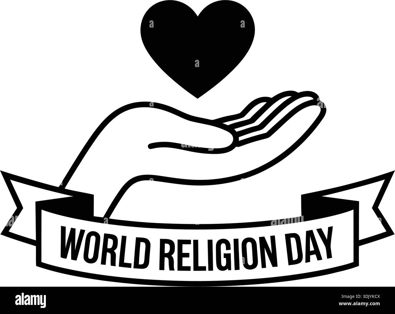 World religion day poster with hand holding heart symbol representing ...
