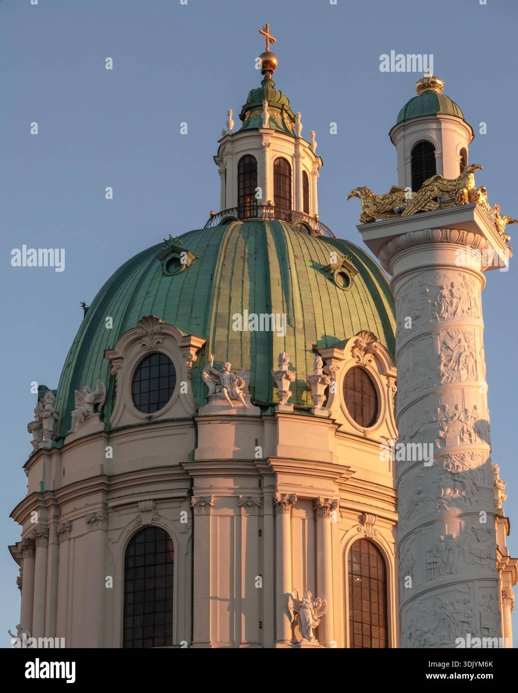 Vienna's Karlskirche (St. Charles Church) with it's baroque facade ...